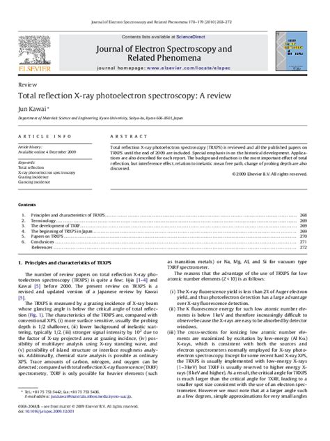 Pdf Total Reflection X Ray Photoelectron Spectroscopy A Review