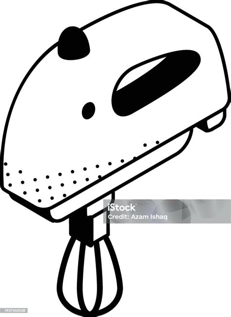 전기 달걀 때리는 기계 등각 투영 개념 크림 블렌더 도구 손으로 그린 벡터 빵집 와 빵집 와 빵집 그림 음식 준비 와 부엌 기구 밑그림 요리 낙서 스톡 일러스트 가정 생활에