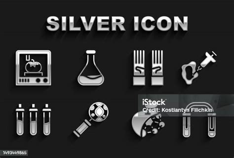 Dna 연구 검색 주사기 시험관 및 플라스크 생물학적 구조 시약 병 의료용 고무 장갑 3d 프린팅 기술 및 아이콘을 설정합니다 벡터 Dna에 대한 스톡 벡터 아트 및 기타