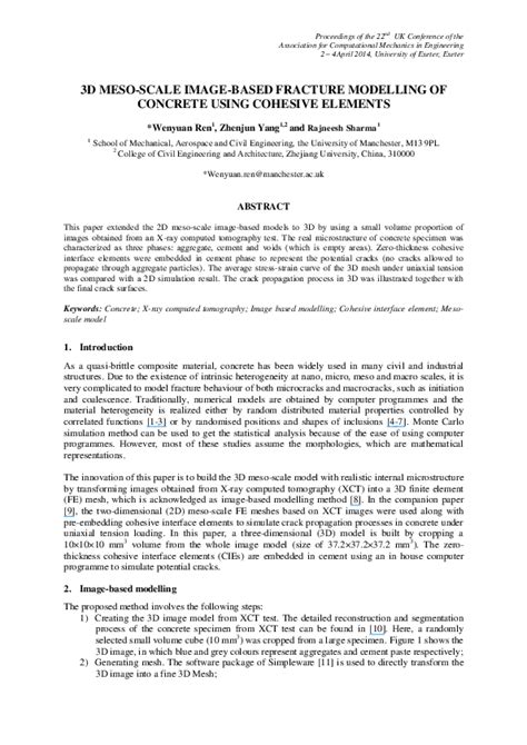 Pdf 3d Meso Scale Image Based Fracture Modelling Of Concrete Using Cohesive Elements