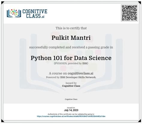 Pulkit Mantri On Linkedin Datascience Python Cognitiveclasses Certification