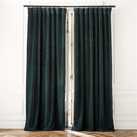 Dark Green Organic Cotton Velvet Window Curtain Panel 48x84