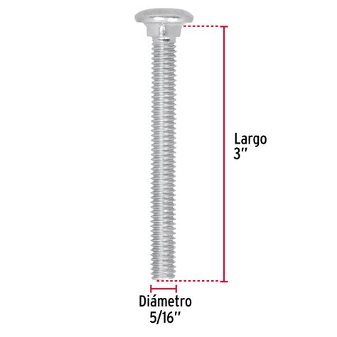 Tornillo Tipo Coche Galvanizado 516 X 3 60 Piezas Ferretería