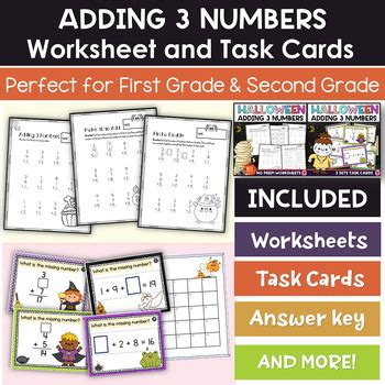 Adding 3 Numbers First Grade Worksheets Adding 3 Addends Bundle