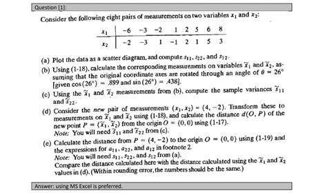 Solved Consider The Following Eight Pairs Of Measurements On Chegg Com