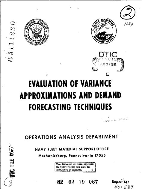 Fillable Online Evaluation Of Variance Approximations And Demand Forecasting Techniques Fax