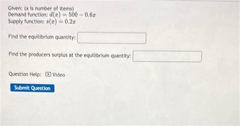 solved given x is number of items demand function