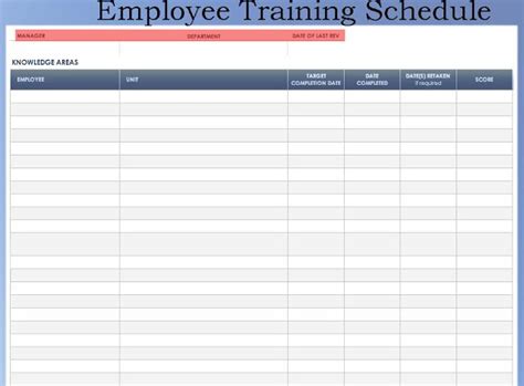Employee Training Schedule Template In Ms Excel Employee Training
