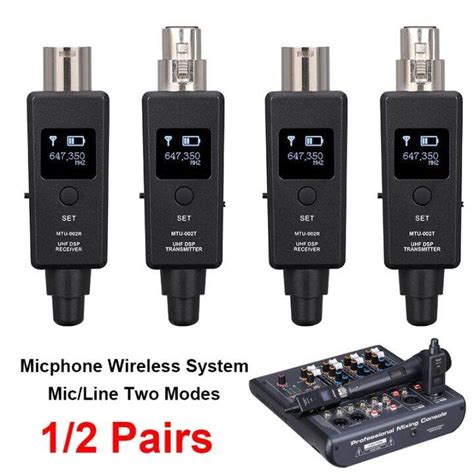 Rechargeable Dynamic Microphone Wireless Uhf Dsp Transmitter Receiver
