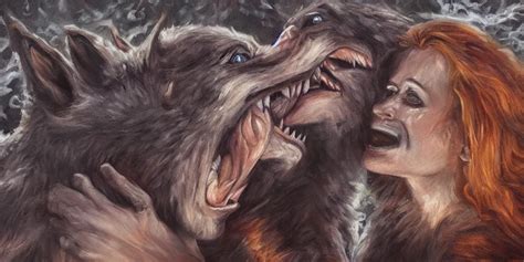 Oil Painting Of A Werewolf Kissing Another Werewolf Stable Diffusion