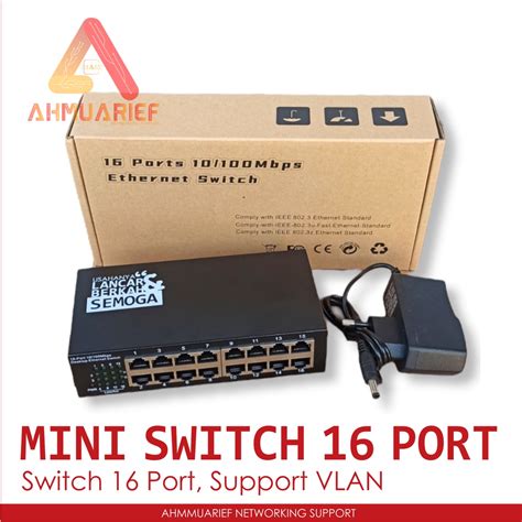 Jual Mini Switch Hub 16 Port 10 100 Mbps Support Vlan Fast Ethernet Lan