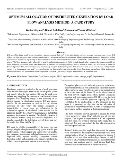 Optimum Allocation Of Distributed Generation By Load Flow Analysis