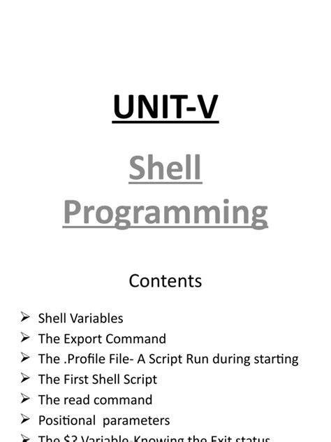 Unit V Shell Programming Pdf Parameter Computer Programming