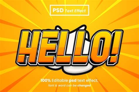 Premium Psd Hello 3d Editable Text Effect