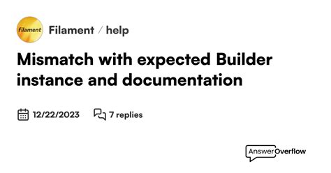 Mismatch With Expected Builder Instance And Documentation Filament