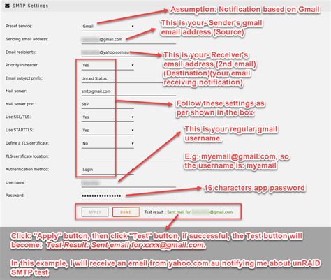 How To Set Up Unraid Notification Using Gmail Smtp Settings General