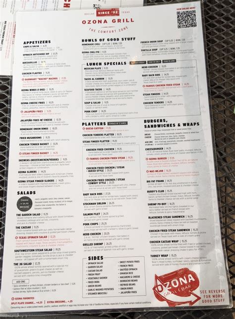 Ozona Grill And Bar Menu Delightful Dining In Dallas