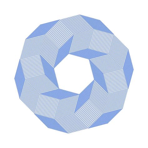 파란색 육각형 라인 Op 아트의 벡터 일러스트 레이 션 추상 착시 육각형 라인 아트입니다 프리미엄 벡터