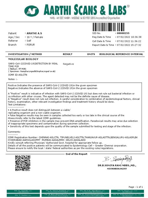 Arathi A S Patient Age Sex 16 Y Female Branch Pdf Infection