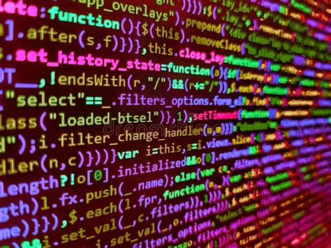 Programmer Occupation Code On Dark Background Front End Applications In The Color Concept