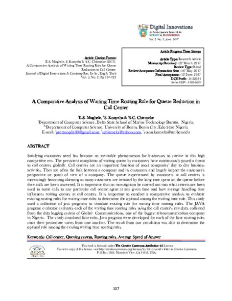 Pdf A Comparative Analysis Of Waiting Time Routing Rule For Queue