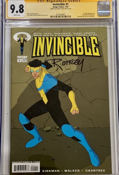 Invincible 1 2003 Cgc 9 8 Signed By Ryan Ottley 🔥1st Appearance🔥