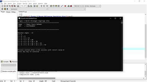 Tugas Dasar Pemrograman Membuat Program Deret Bilangan Segitiga Siku