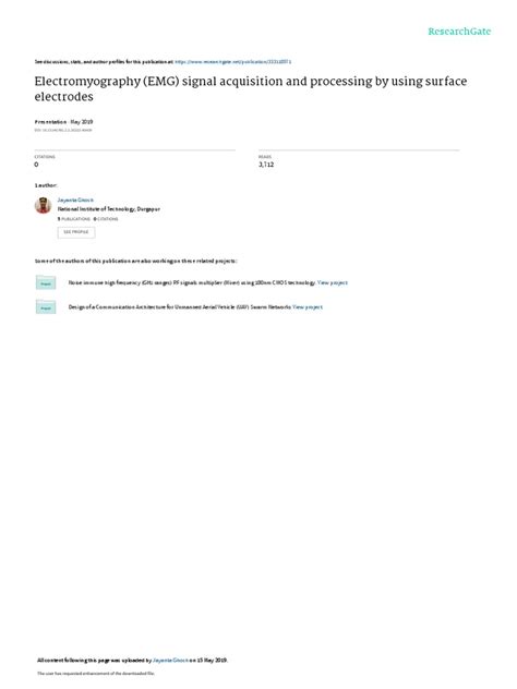 Electromyography Emg Signal Acquisition And Processing By Using Surface Electrodes Download