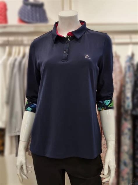 크로커다일레이디 소매배색 기본 카라 티셔츠 Clbfts204쇼핑점 이랜드몰