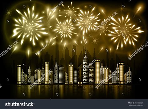 Abstract Illustration Fireworks Exploding Night Sky Stock Vector Royalty Free 406990621