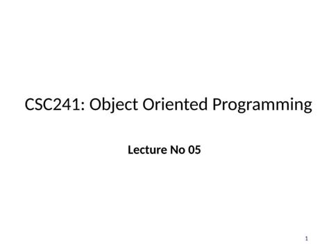 Object Orinted Programming Lecture Variables Ppt