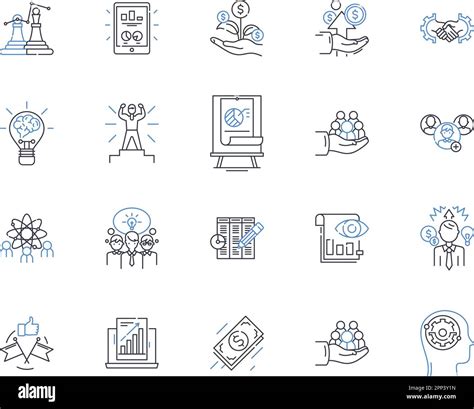 Target Attainment Line Icons Collection Goal Success Achievement Progress Objective Milest