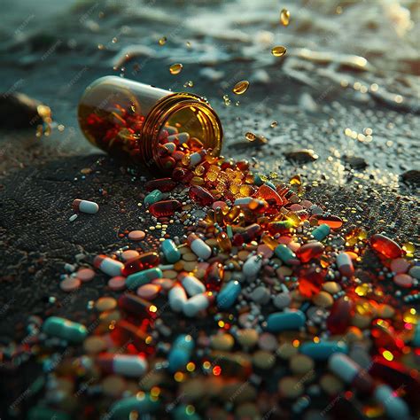 Premium Photo Medication Bottle Spilling Beautiful Pills Portraying Enslavement Risk135