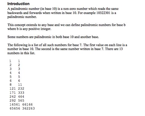 Solved Introduction A Palindromic Number In Base 10 Is A