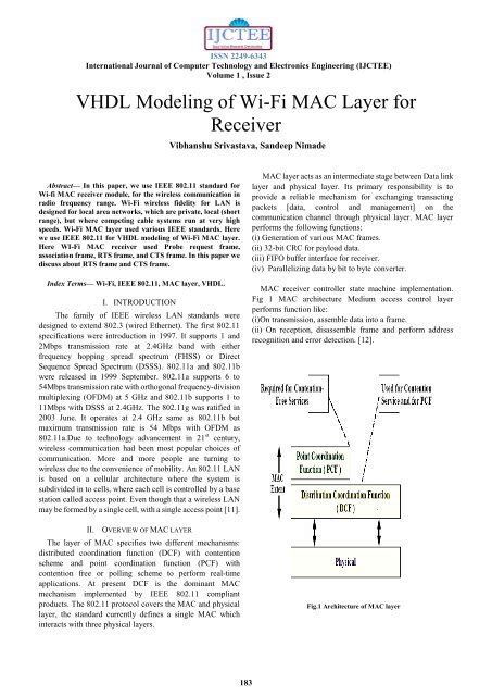 Vhdl Modeling Of Wi Fi Mac Layer For Receiver International