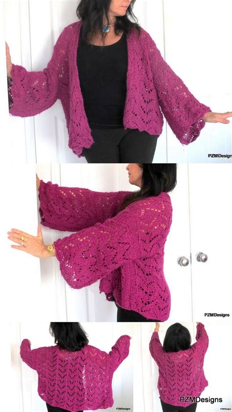 Purple Hand Knit Angora Cardigan Sweater Plus Size Angora Sweater