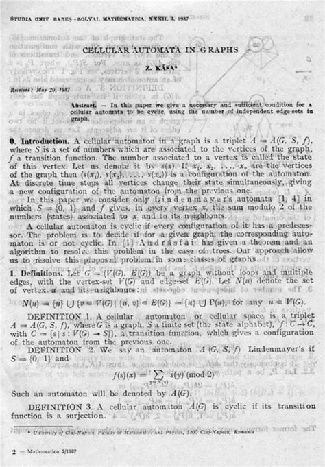 Pdf Cellular Automata In Graphs
