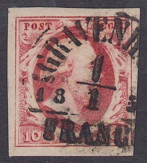 Netherlands 1852 King Willem Iii With A Cancellation Of The