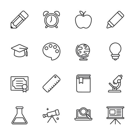 A Set Of Icons For School Supplies And Classroom Items 55735600 Vector