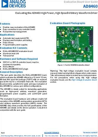 EVAL AD SDZ Datasheet Analog Devices Inc EVAL AD SDZ Evaluation Board