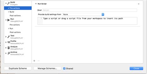 ios how to add a step to execute shell command before pre compiled