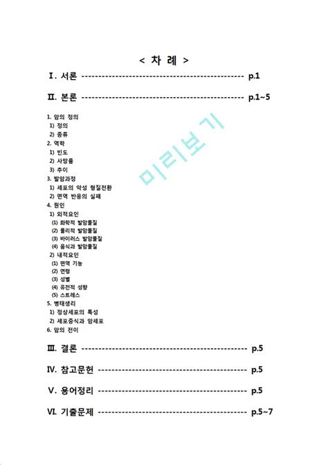 암의 정의와 원인병태생리발암과정세포의 악성 형질전환화학적 발암물질바이러스 발암물질유전적 성향스트레스세포증식과 암세포의약보건레포트