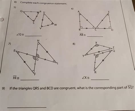 Solved B Complete Each Congruence Statement Q AB Chegg