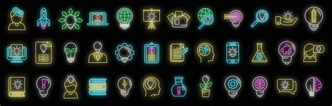 Idea Icons Set Vector Neon 41272213 Vector Art At Vecteezy