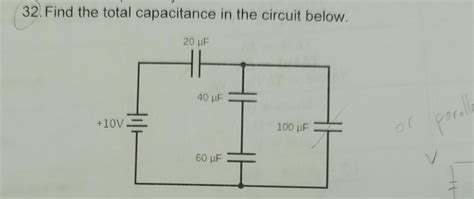 Solved Find The Total Capacitance In The Circuit Below Chegg Com