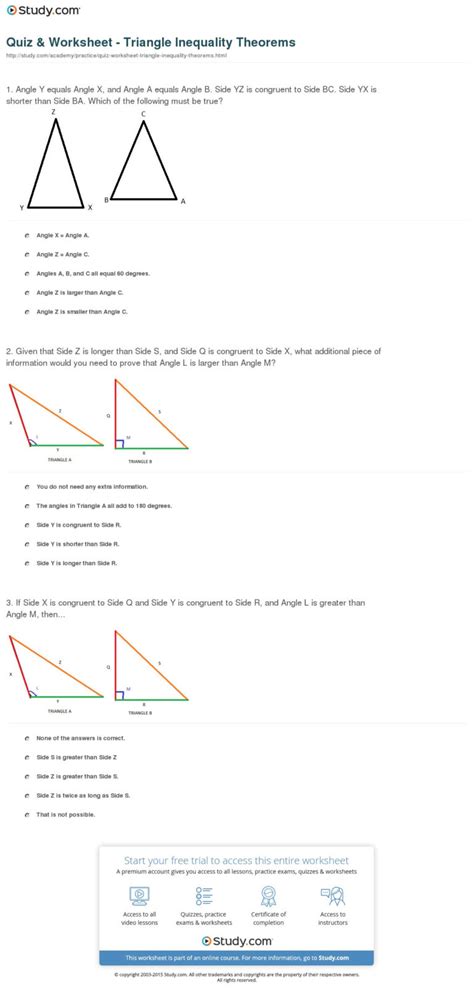 triangle inequality theorem worksheet e