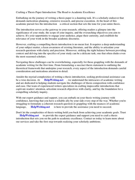 Writing A Thesis Paper Introduction Pdf