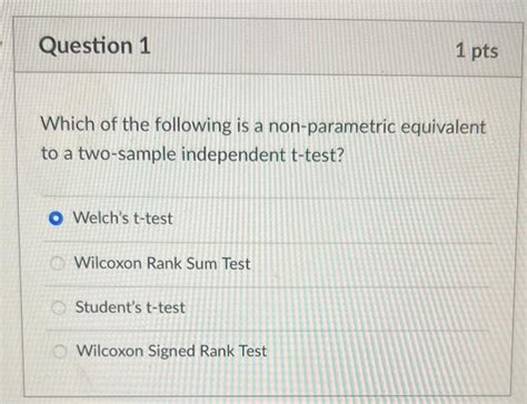 Solved Which Of The Following Is A Non Parametric Equivalent