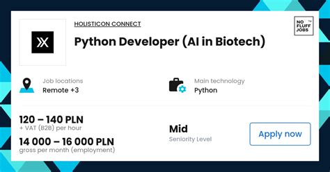 Python Developer Ai In Biotech Job Backend Holisticon Connect