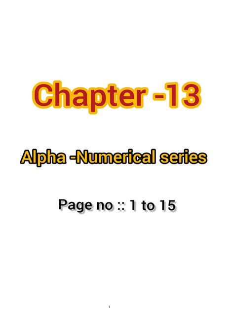 Alphanumeric Series Pdf
